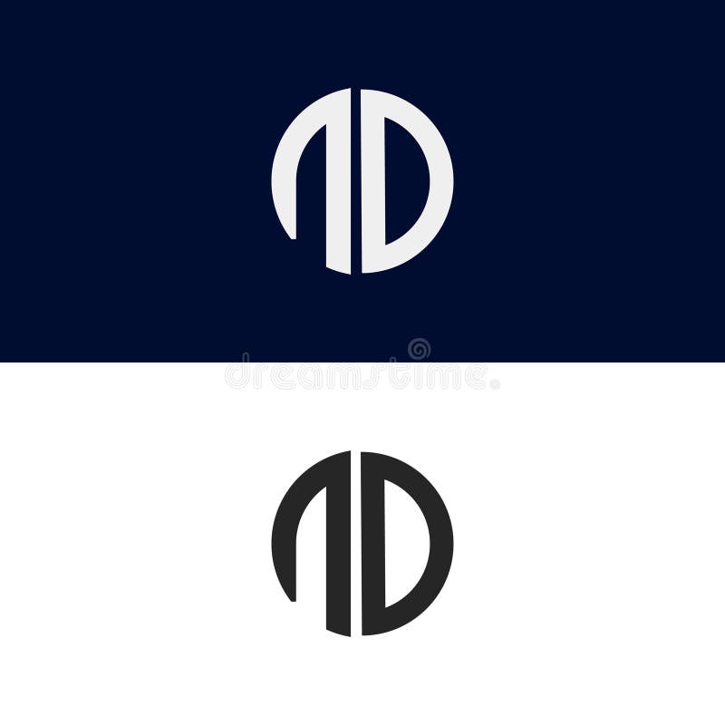 ND Initial Letter Logo Vector Template | Creative Modern Monogram Circle Logo Stock Vector ...
