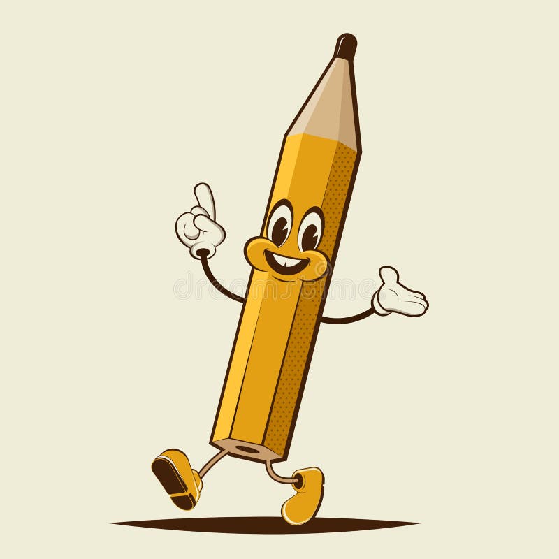 Retro Illustration of a Funny Cartoon Pencil Stock Vector ...