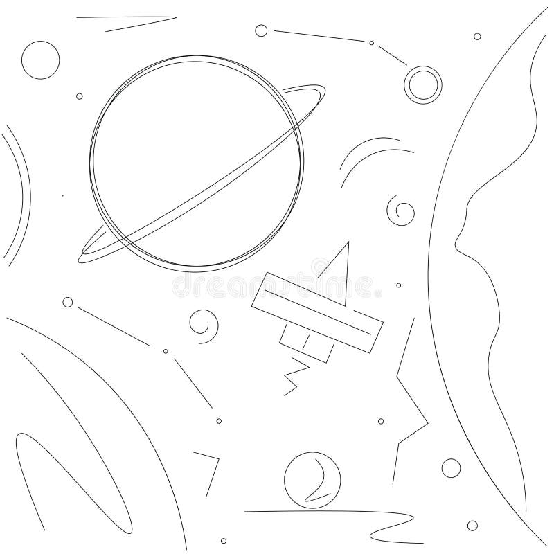 Cosmic Background Line Drawing, Vector Illustration Stock Vector ...