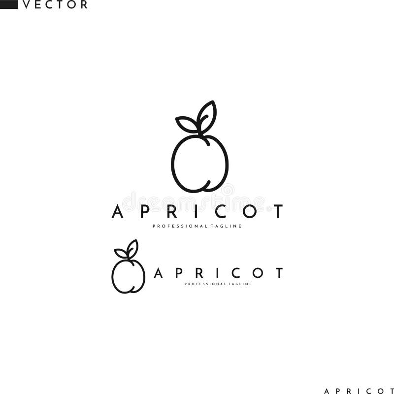 Apricot Logo. Outline Style Stock Vector - Illustration of sign, fruit ...