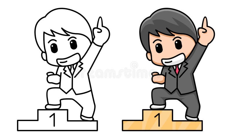 Businessman Winner Coloring Page for Kids Stock Vector - Illustration ...