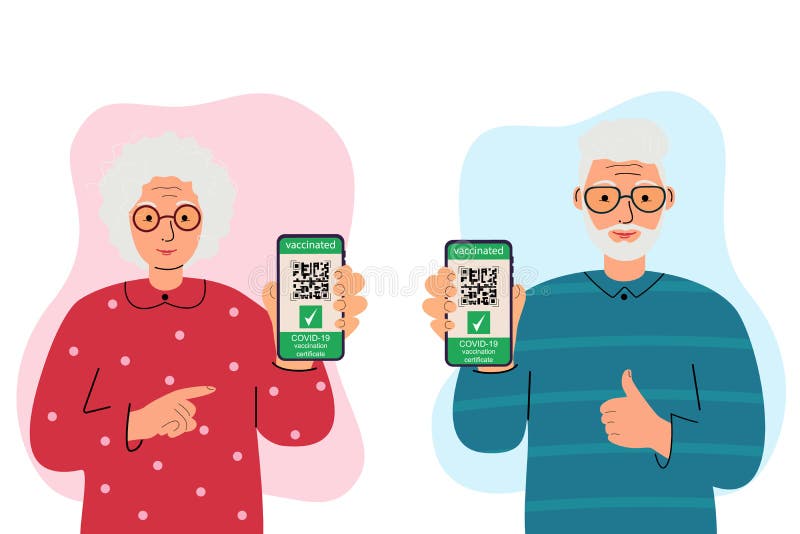 Senior Man and Woman in Glasses Show Holding a Smartphone with the QR ...