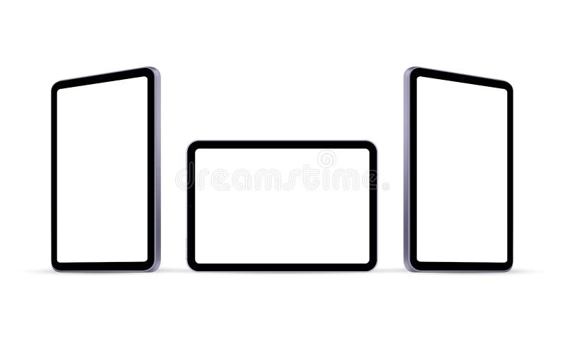 Tablets Mockups with Blank Horizontal and Vertical Screens, Front, Side ...