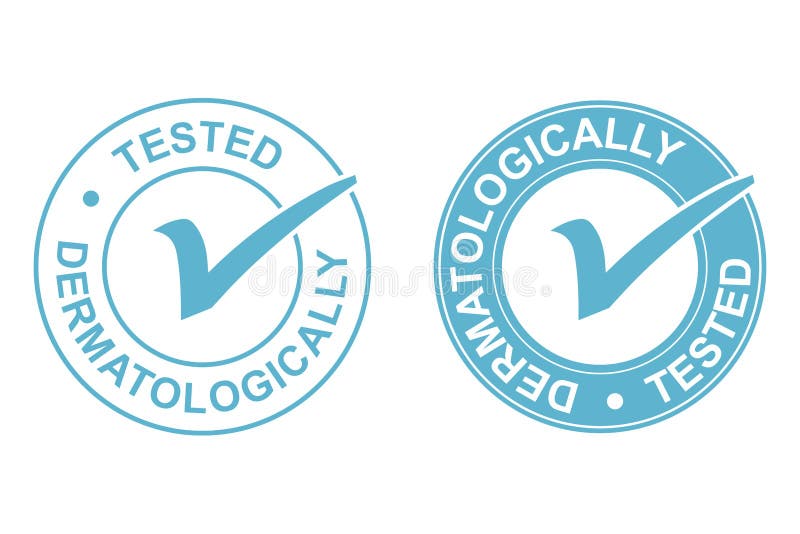 A Dermatologist-tested Badge. Blue Icons on a White Background Stock ...