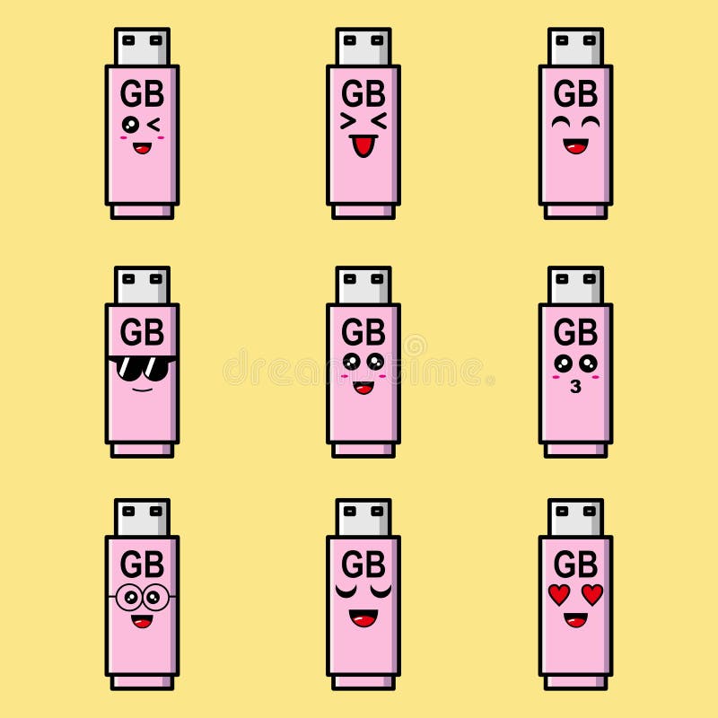 Bundle Set Flashdisk Emotion Icon Vector Design Stock Vector ...