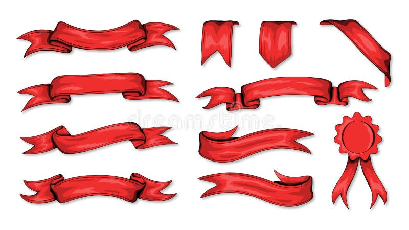 Ribbon Red Tape Minimal Clean Vector Collection Bundle Stock Vector ...