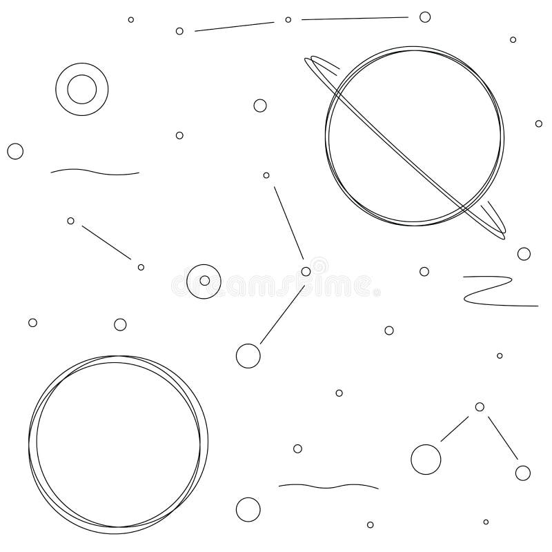 Cosmic Drawing: Stylized Solar System, Orbits, Planets, Space Structure ...