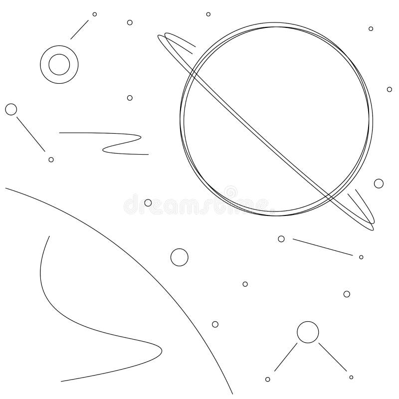 Cosmic Drawing: Stylized Solar System, Orbits, Planets, Space Structure ...
