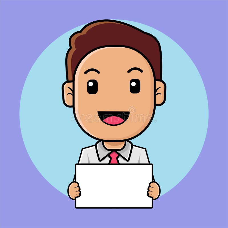 Cute Businessman Hold a White Board Cartoon Stock Vector - Illustration ...