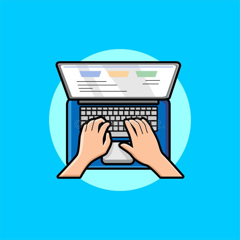 Hands Typing Text on the Laptop Keyboard Cartoon Stock Vector ...