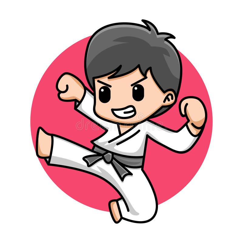 Cute boy karate cartoon stock vector. Illustration of japanese - 236852913