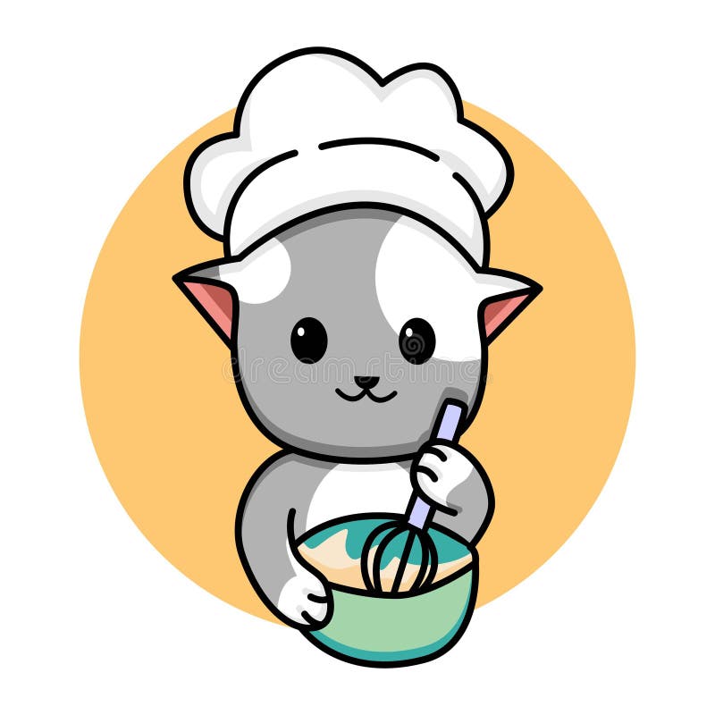 Cute Cat Bakery Chef Cartoon Stock Vector - Illustration of kitchen ...