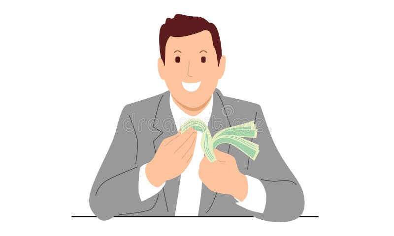 Businessman Counting Money with Smile Expression Stock Vector ...