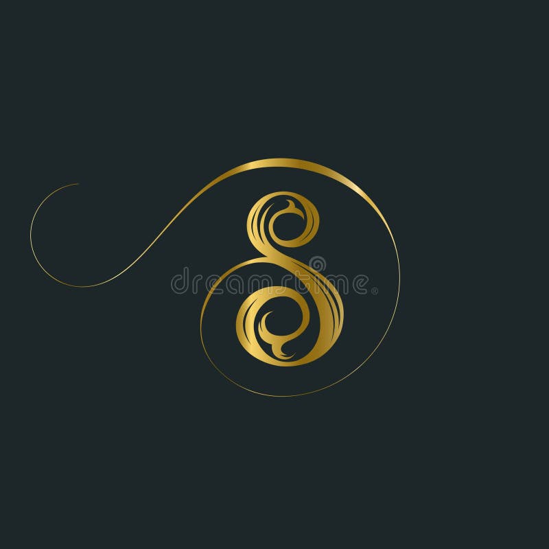 Letter S Logo. Decorative Swirl Alphabet Initial. Golden Color. Stock ...
