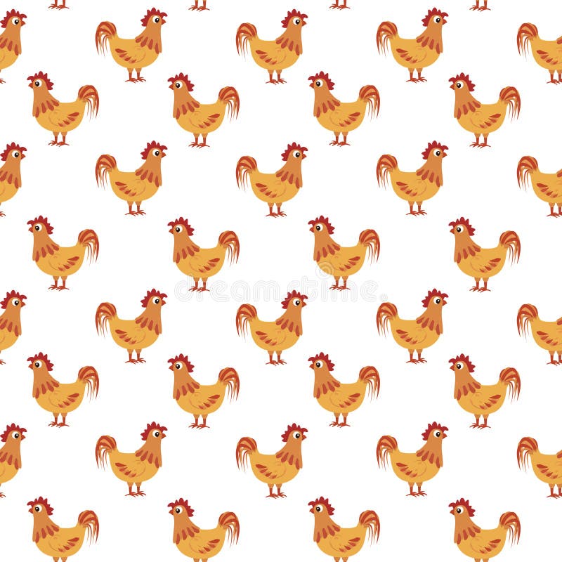 Children`s Vector Pattern with a Funny Rooster on a White Background ...