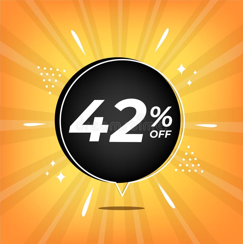 42 Off. Yellow Banner with Forty-two Percent Discount on a Black ...