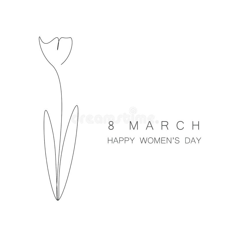 8 March Card Line Drawing, Vector Illustration Stock Vector ...