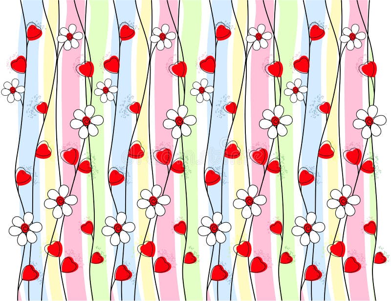 Floral Background with Hearts. Romantic Spring Background for Cards or ...