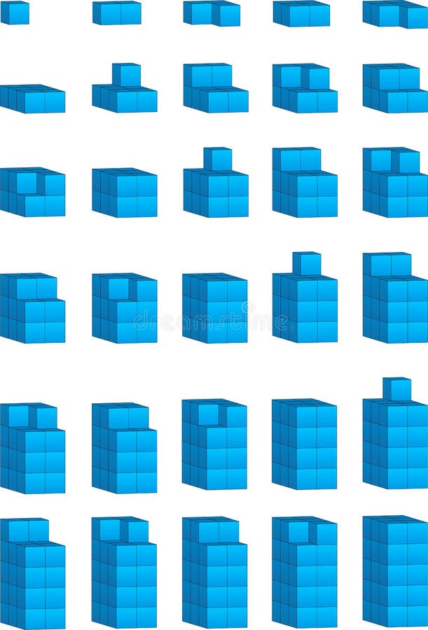 Sets of Cubes Packed from 1 To 30 Stock Vector - Illustration of ...