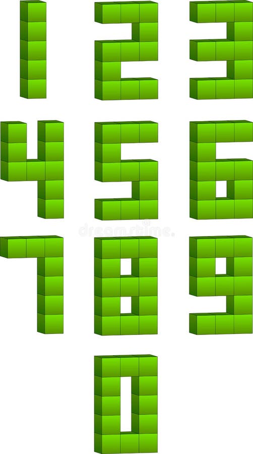 A Set of Green Digit Numbers Form of 3d Cubes. Stock Vector ...