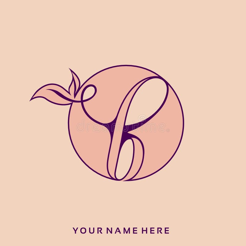 Letter B Logo. Decorative Leaf Alphabet Initial. Pink Color. Stock ...