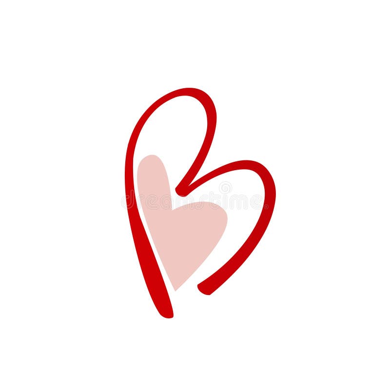 Letter B Logo. Decorative Heart Outline. Alphabet Initial. Stock Vector ...