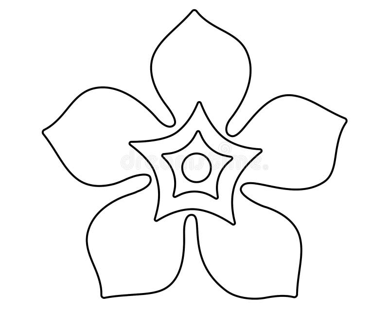 Flower with Five Petals - Vector Linear Picture for Coloring Book, Logo ...