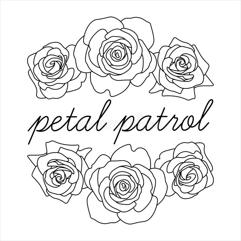 Petal Patrol Flower Girl Outline Roses Border Wedding Frames Line Art ...