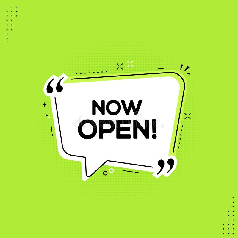 Now Open Text with Chat Bubble Background Vector Graphic Stock Vector ...
