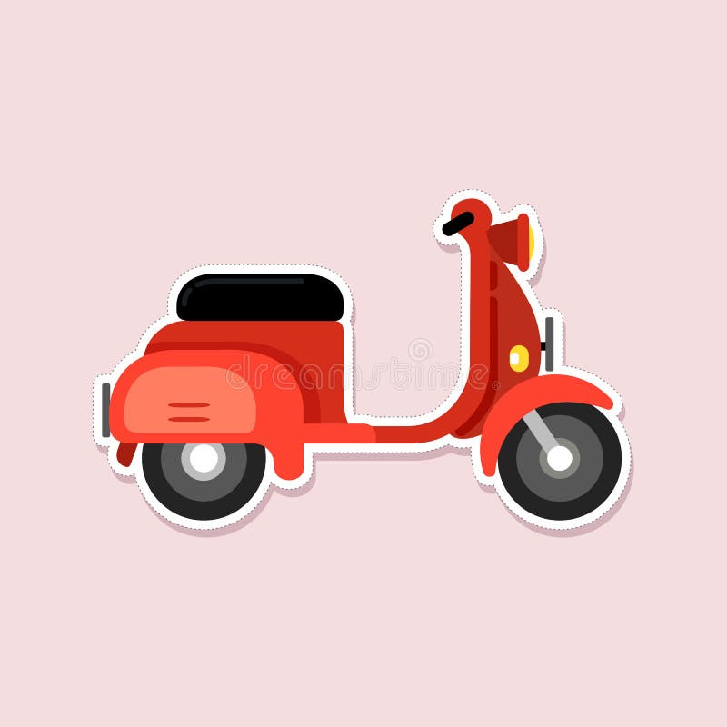 Red Scooter Sticker Template Isolated Vector Illustration and Design ...
