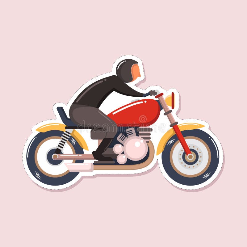 Sticker Rider Motorcycle Image Sticker Flat Vector Illustration and ...