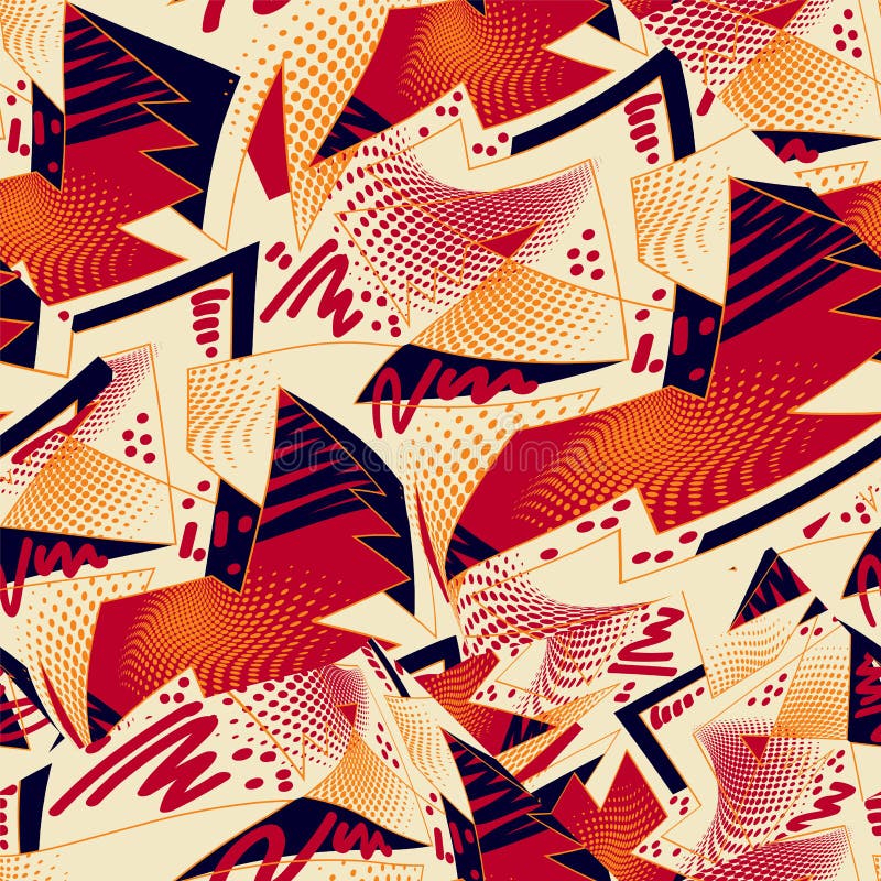 Seamless Abstract Urban Pattern with Curved Geometry Elements Stock ...