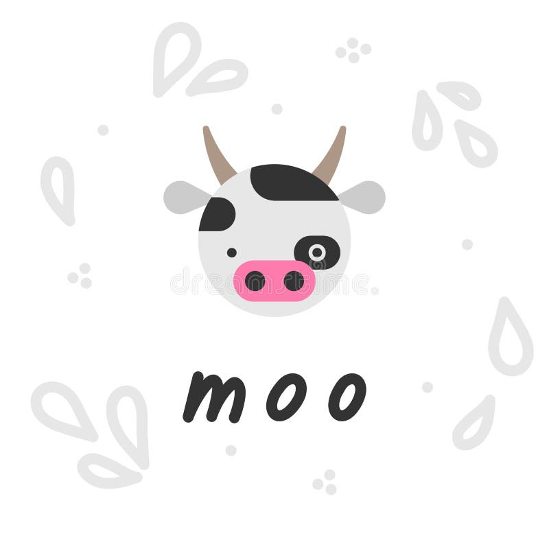 Vector Illustration Card, Poster or Postcard with Cow and Lettering ...