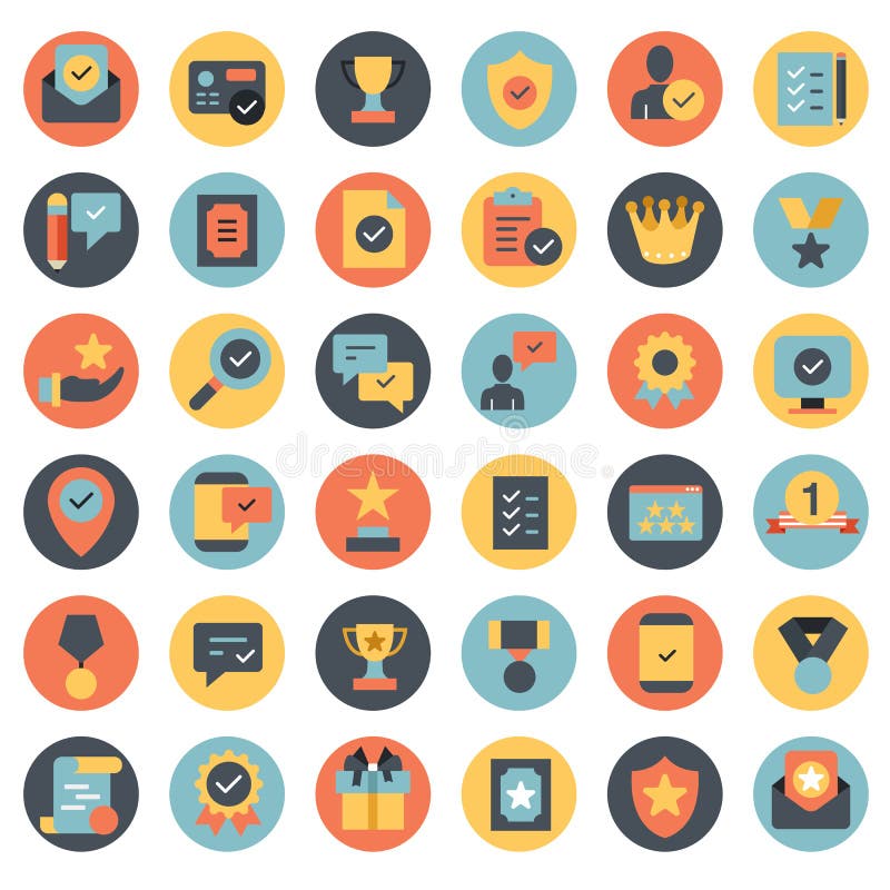 Approve and Award Icons Set. Check Marks, Ticks. Modern Graphic Design ...