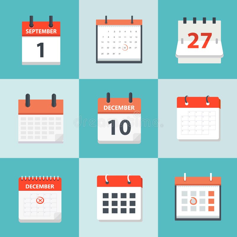 Cartoon Vector Illustration of Calendar Icons Stock Illustration ...
