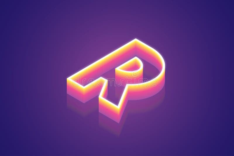 3d Render Letter T Isometric Shape on Blue Purple Background Stock ...