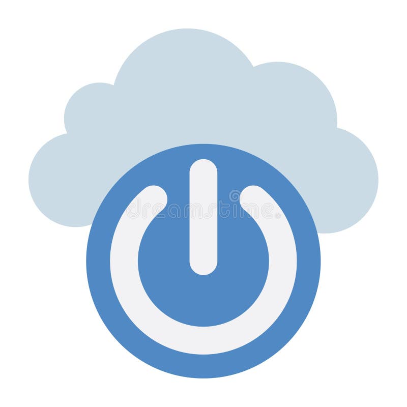 Cloud Power Button - Flat Color Icon. Stock Vector - Illustration of ...
