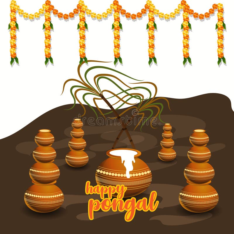 Pongal Festival Greeting Card Design Stock Vector - Illustration of ...