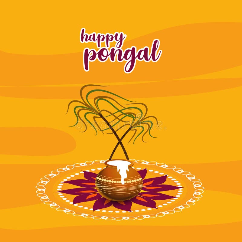 Pongal Festival Greeting Card Design Stock Vector - Illustration of ...