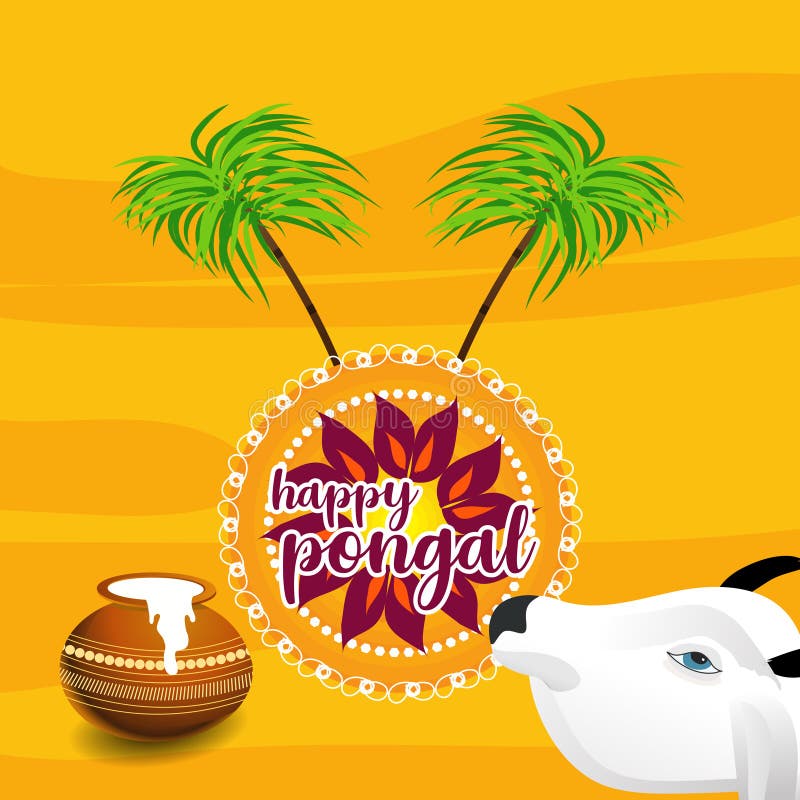 Pongal Festival Greeting Card Design Stock Vector - Illustration of ...