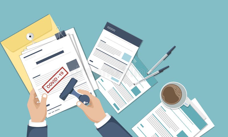 Red COVID-19 Stamp on Paper Form. Stock Vector - Illustration of health ...