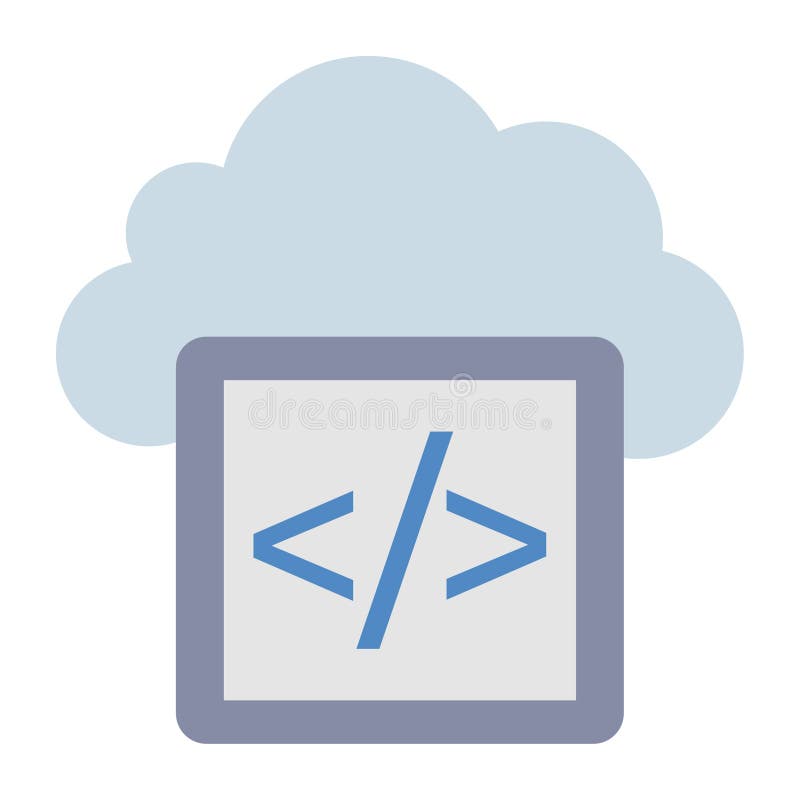 Cloud Coding - Flat Color Icon. Stock Vector - Illustration of coding ...
