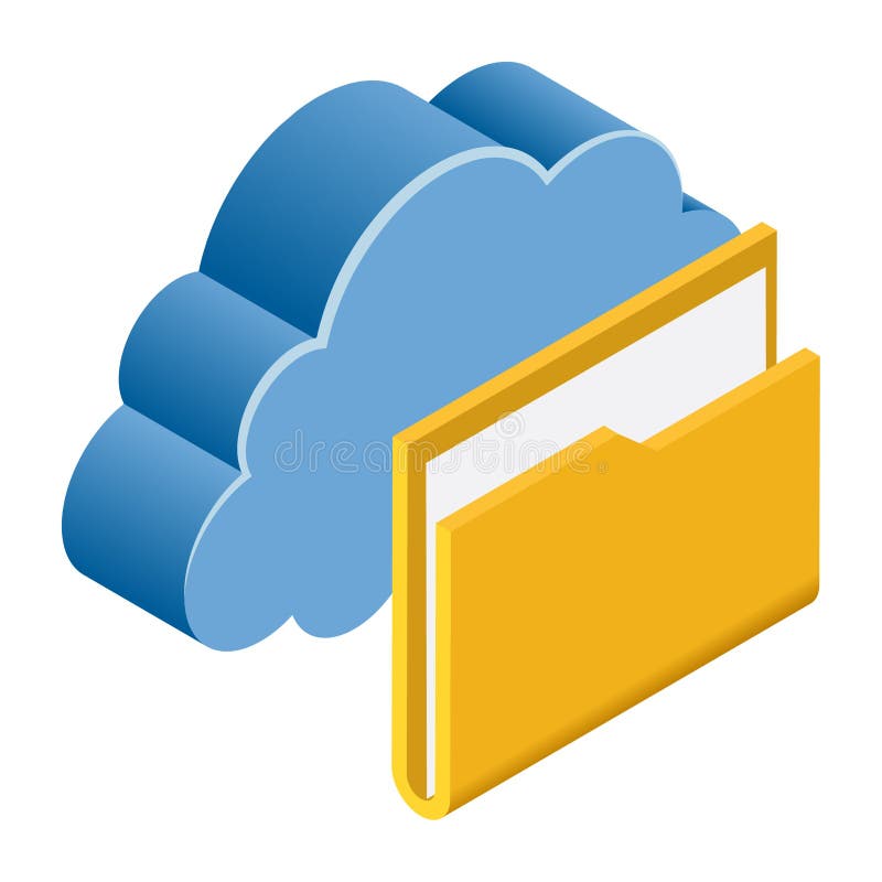 Cloud Folder 3d Rendering Isometric Icon. Stock Vector - Illustration ...