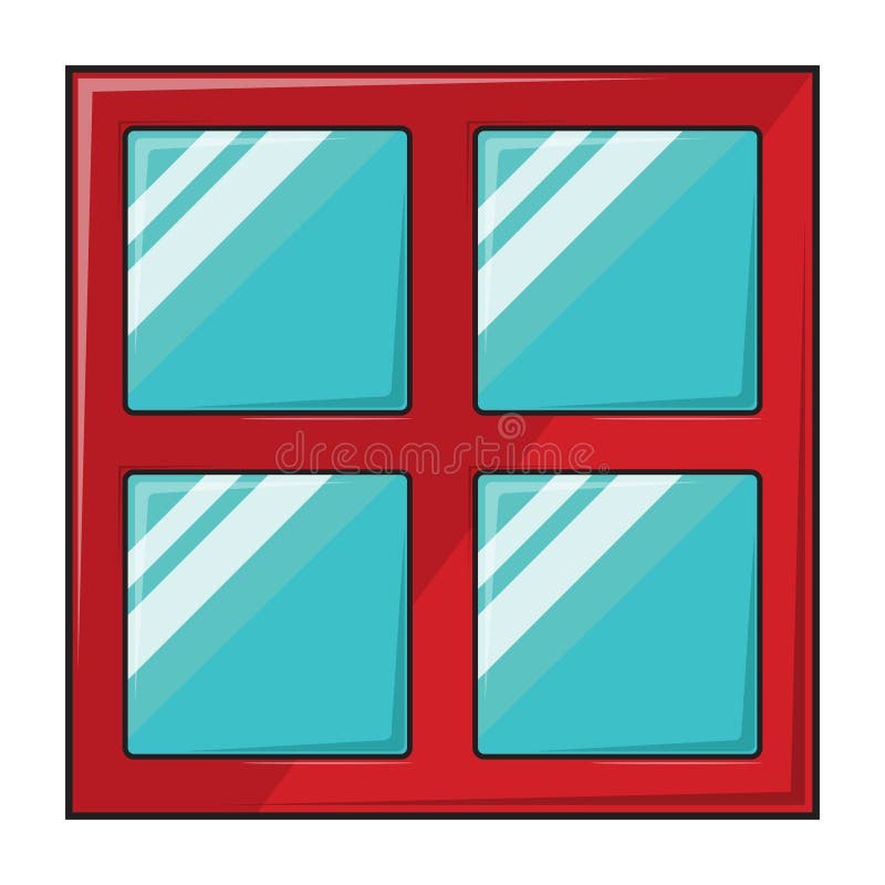 Red window cartoon stock vector. Illustration of home - 241002152