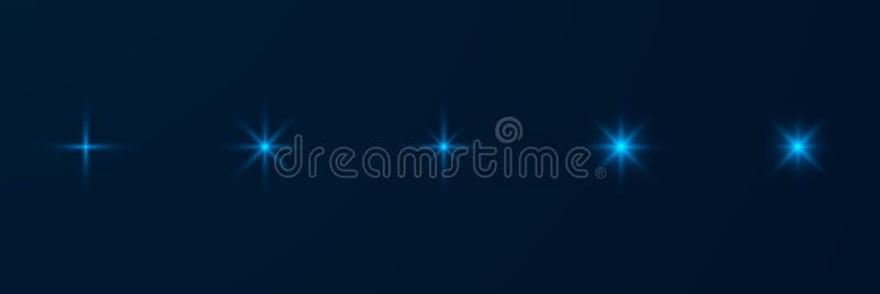 Bright Blue Star Set. Glow Stars Effect Stock Illustration ...