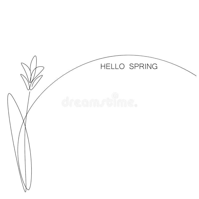 Hello Spring Card Line Draw, Vector Illustration Stock Vector ...