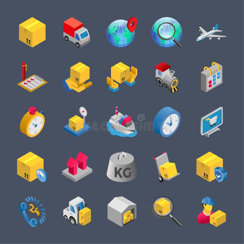 Isometric 3d Icons for Logistics Delivery. Stock Vector - Illustration ...
