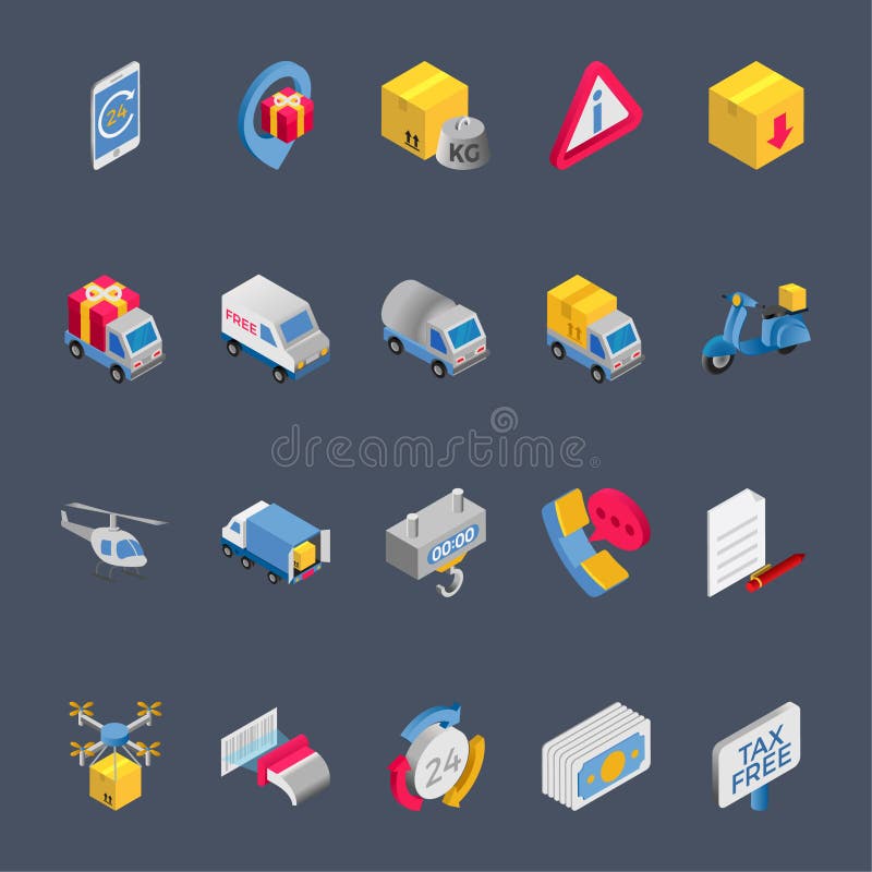 Isometric 3d Icons for Logistics Delivery. Stock Vector - Illustration ...