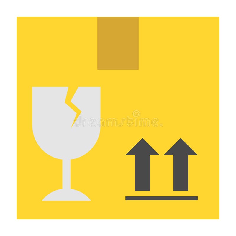 Fragile Package - Flat Color Icon. Stock Vector - Illustration of icon ...