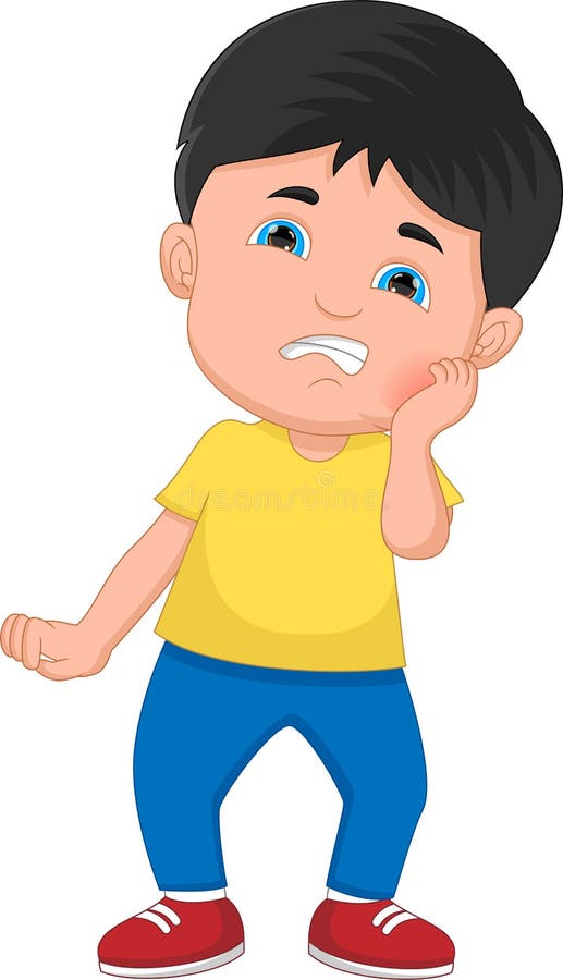 Cartoon Boy Toothache Isolated on White Background Stock Vector ...